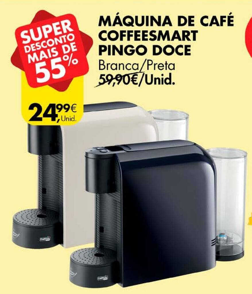 Promoção MÁQUINA DE CAFÉ COFFEESMART PINGO DOCE Branca/Preta em Pingo Doce
