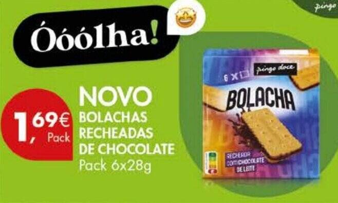 Promoção Bolachas Recheadas De Chocolate Pack 6x28g Em Pingo Doce