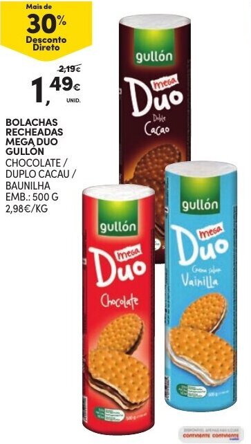 Promoção Bolachas Recheadas Mega Dou Gullon 500g Em Continente
