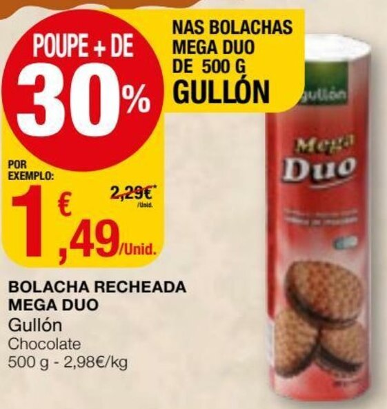 Promoção Bolacha Recheada Mega Duo Gullón 500g Em Intermarché
