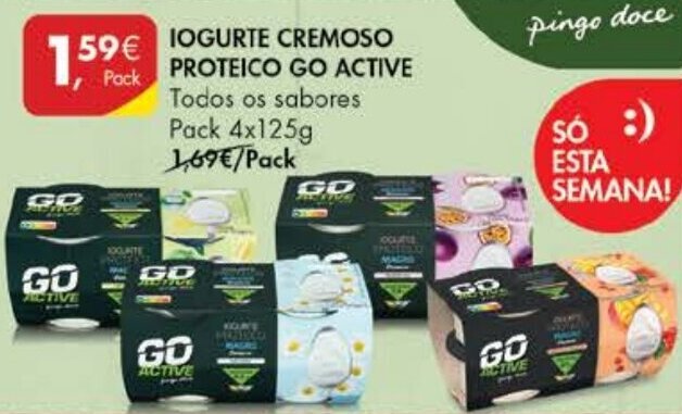 Promoção Iogurte Cremoso Proteico Go Active 4x125g em Pingo Doce