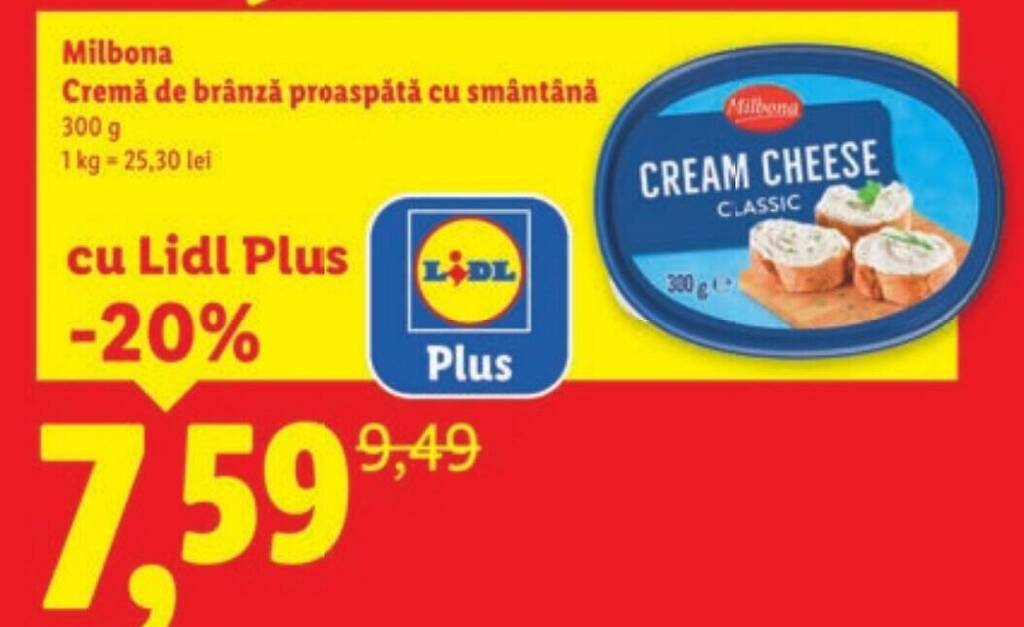 Oferte și preț Brânză Lidl – aug. 2025