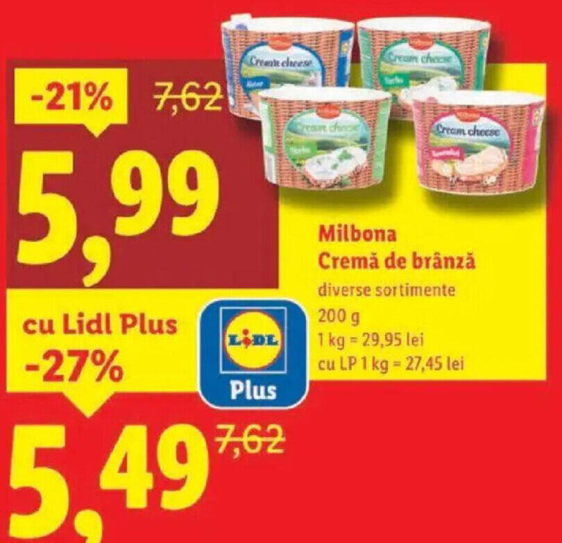 Oferte și preț Brânză Lidl – oct. 2025