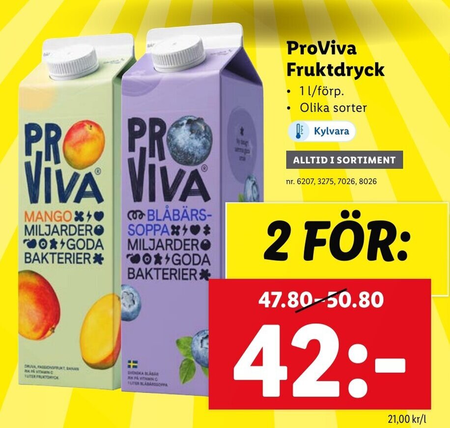 Proviva Fruktdryck erbjudande hos Lidl