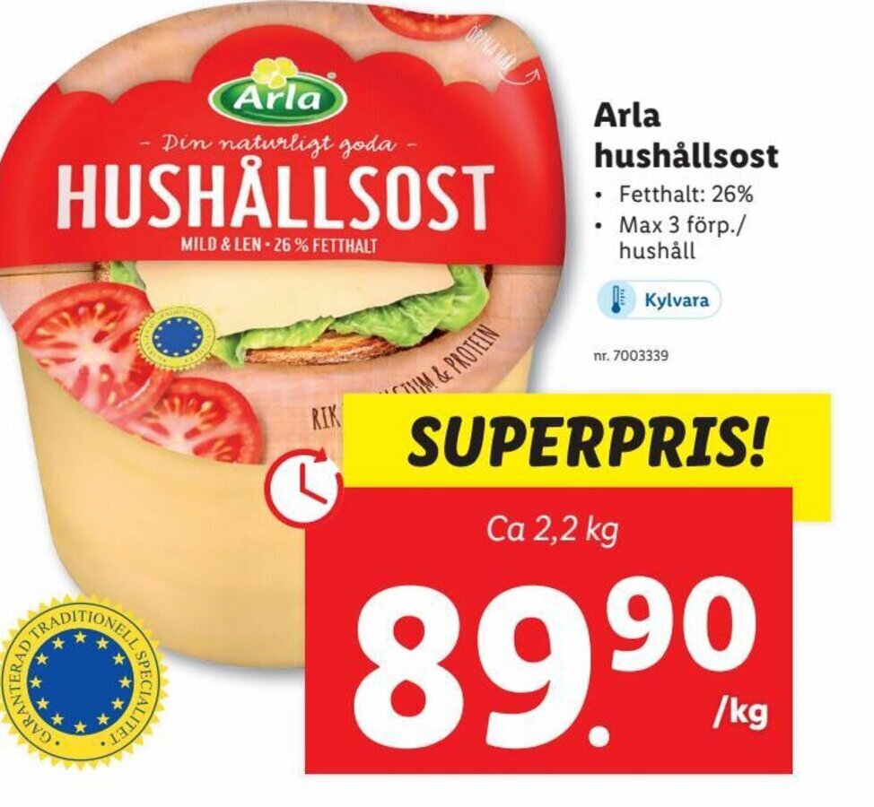 Arla Hushållsost erbjudande hos Lidl