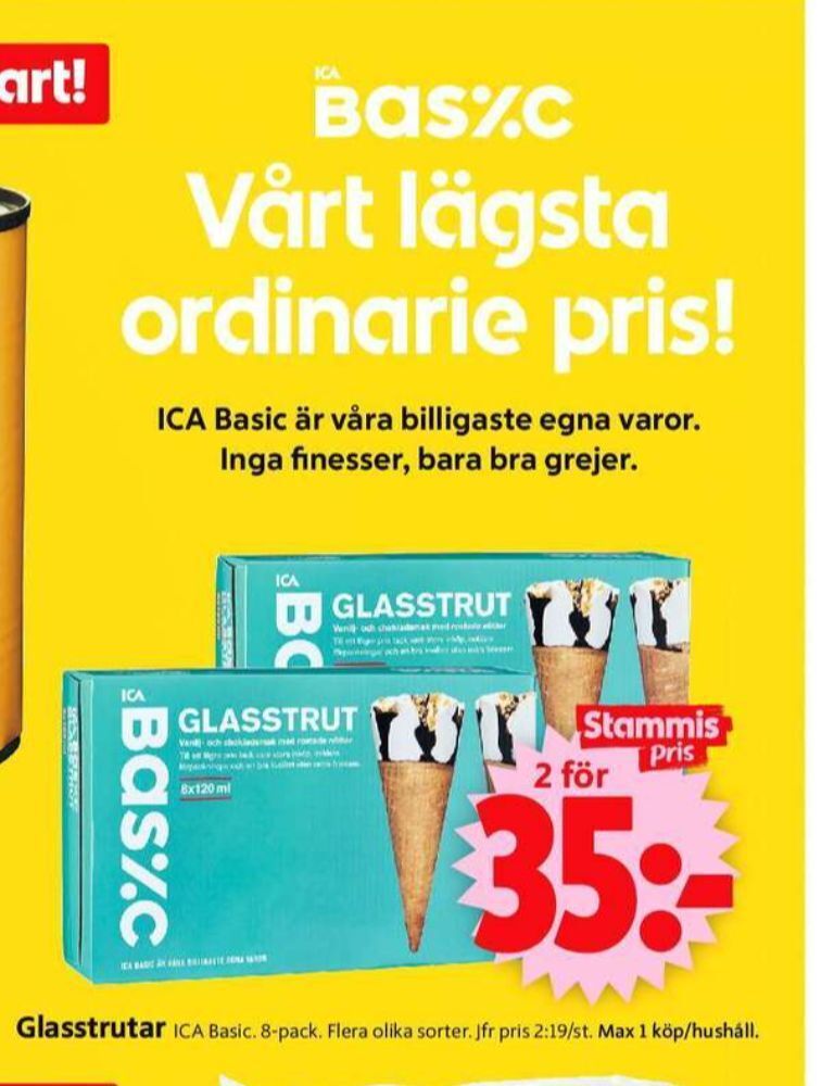 Ica basic glasstrutar erbjudande hos ICA Supermarket