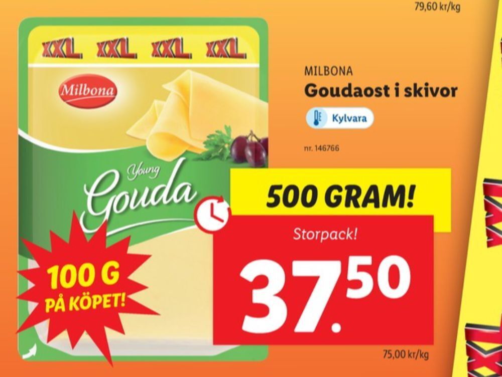 Milbona skivad ost erbjudande hos Lidl