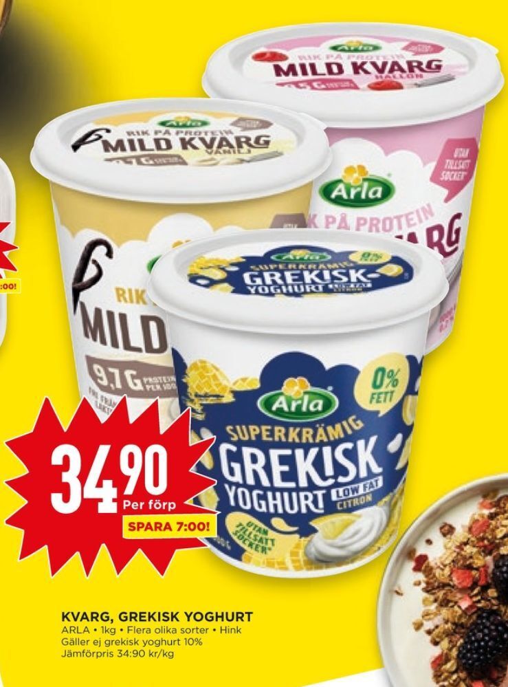 Arla kvarg erbjudande hos Willys Hemma