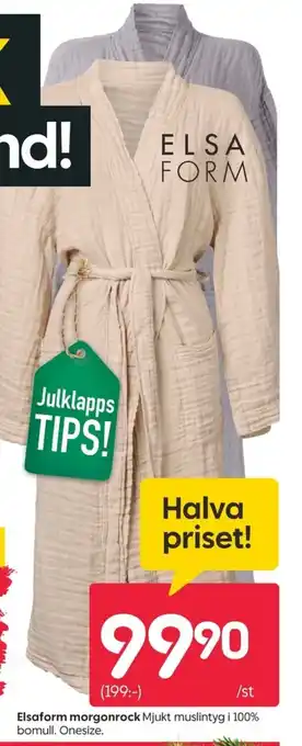Elsaform morgonrock erbjudande hos Rusta