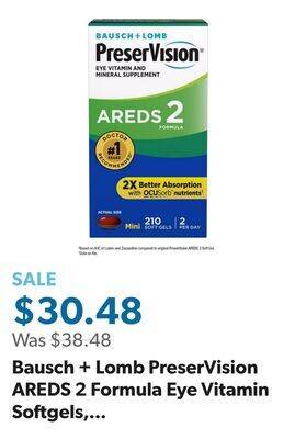 Bausch + Lomb PreserVision AREDS 2 Formula Eye Vitamin Softgels, 210 ct ...