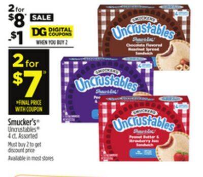 Smucker's Uncrustables offer at Dollar General