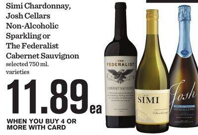 Simi Chardonnay, Josh Cellars Non-Alcoholic Sparkling or The Federalist ...