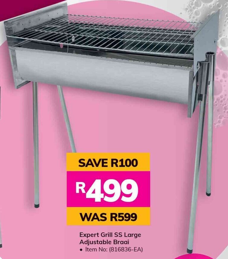 Expert Grill SS Large Adjustable Braai offer at Game
