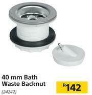 40mm Bath Waste Backnut offer at Builders Warehouse
