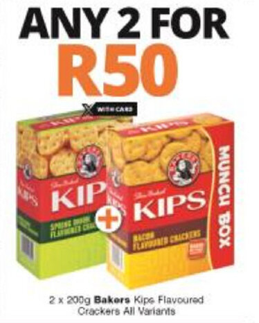 Bakers Kips Flavoured Crackers offer at Checkers