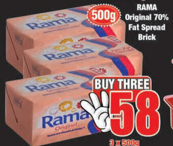 Rama Original 70% Fat Spread Brick 500g offer at Boxer