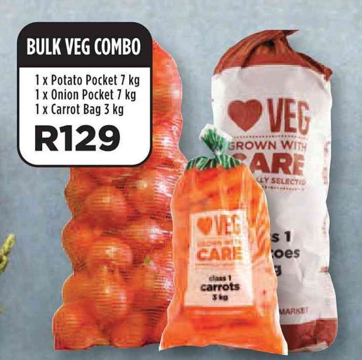 Bulk Veg Combo: 1x Potato Pocket 7kg , Onion Pocket 7kg , Carrot Bag ...