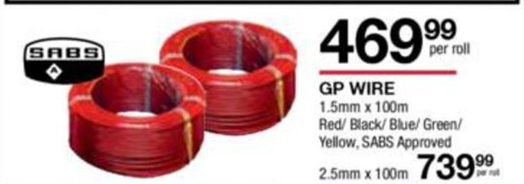 GP Wire 1.5mm x 100m offer at Build It