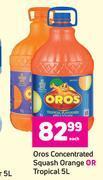 Oros Concentrated Squash Orange Or Tropical 5L offer at Game