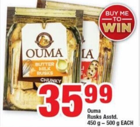 Ouma Rusks Assorted 450g-550g offer at OK Foods