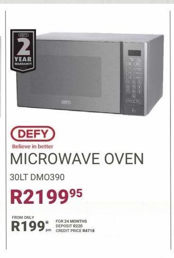 Defy microwave oven 30lt dmo390 offer at Bradlows
