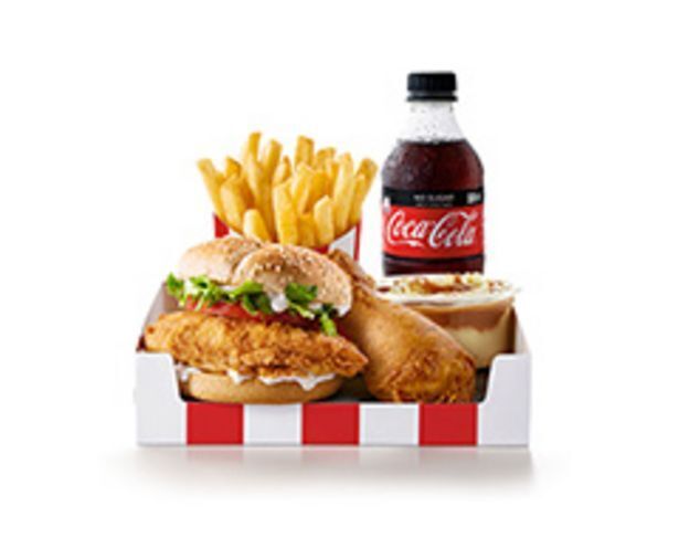 Reg Fully Loaded Box Meal With Zinger Burger And Buddy Drink Offer At Kfc