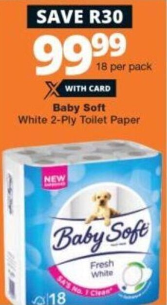 Baby Soft White 2 Ply Toilet Paper 18 Per Pack Offer At Checkers baby-soft-white-2-ply-toilet-paper-18-per-pack-offer-at-checkers