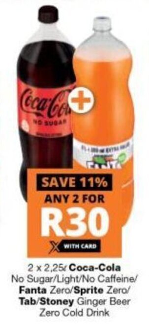 2 x 2,25L Coca-Cola No Sugar / Light / No Caffeine / Fanta, Sprite Zero ...