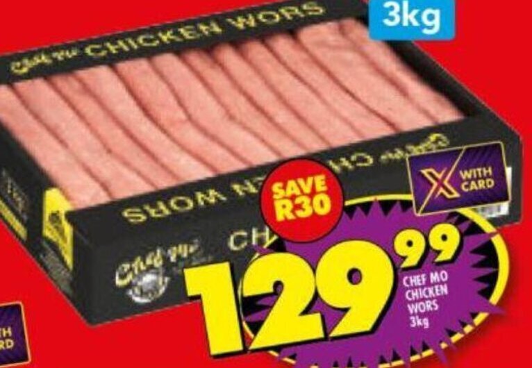 Chef Mo Chicken Wors 3kg offer at Shoprite