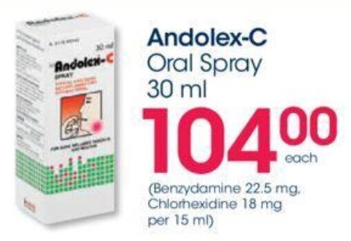 Andolex-C Oral Spray 30ml offer at Clicks