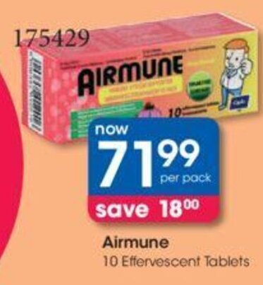 Airmune 10 Effervescent Tablets offer at Clicks