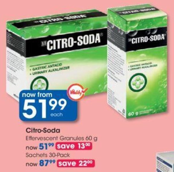 Citro-Soda Effervescent Granules 60g offer at Clicks