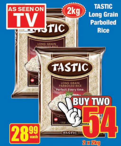 Tastic Long Grain Parboiled Rice 2kg offer at Boxer