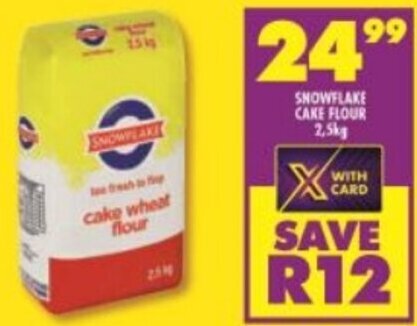 Snowflake Cake Flour 2,5kg offer at Shoprite