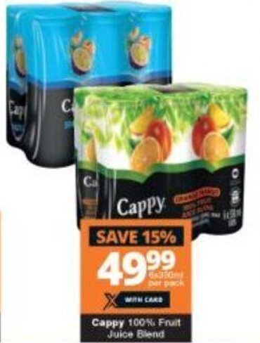 Cappy 100% Fruit Juice Blend offer at Checkers