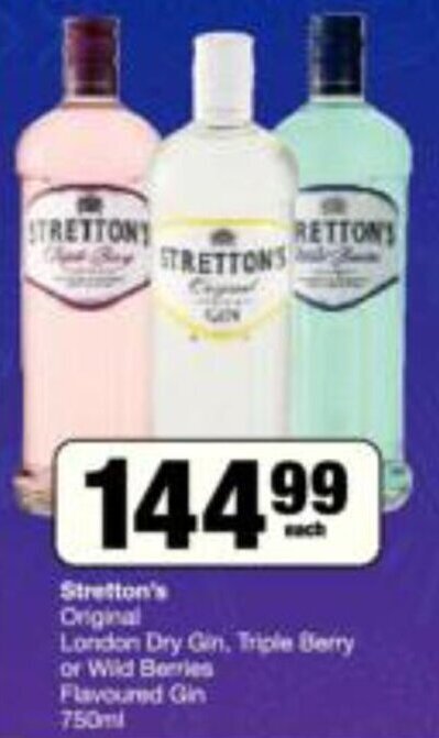 Stretton's Original London Dry Gin, Triple Berry or Wild Berries ...