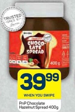 PnP Chocolate Hazelnut Spread 400g offer at Pick n Pay