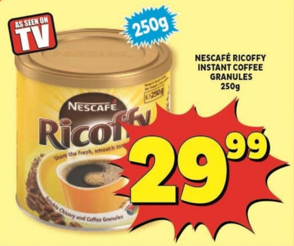 Nescafé Ricoffy Instant Coffee Granules 250g offer at Usave