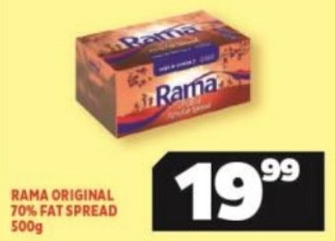 Rama Original 70% Fat Spread 500g offer at Usave