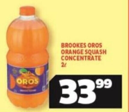Brookes Oros Orange Squash Concentrate 2L offer at Usave