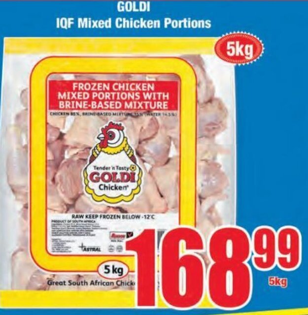 Goldi IQF Mixed Chicken Potions 5kg offer at Boxer