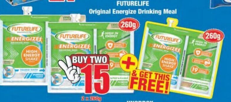 Futurelife Original Energize Drinking Meal 2x260g offer at Boxer