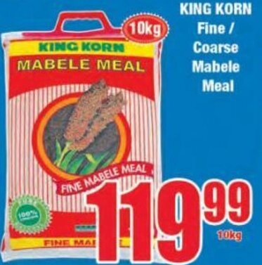 King Korn Fine/Coarse Mabele Meal 10kg offer at Boxer