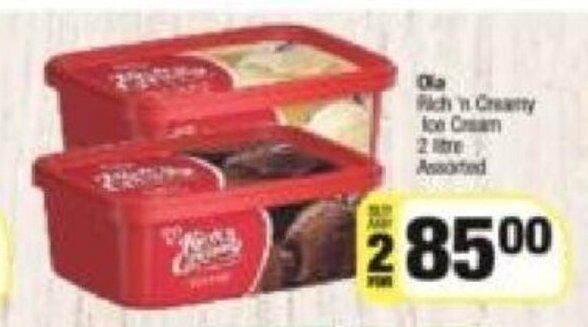 Ola Rich 'n Creamy Ice Cream 2 Litre Assorted offer at Spar