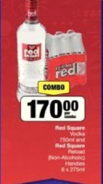 Red Square Vodka 750ml and Red Square Reload Handies 6 x 275ml offer at ...