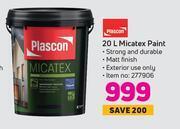 Plascon 20l micatex paint offer at Game