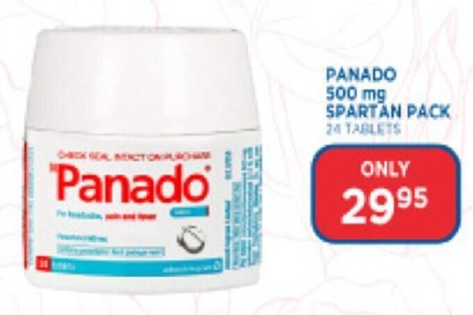 Panado 500mg Spartan Pack 24 tablets offer at Link Pharmacy