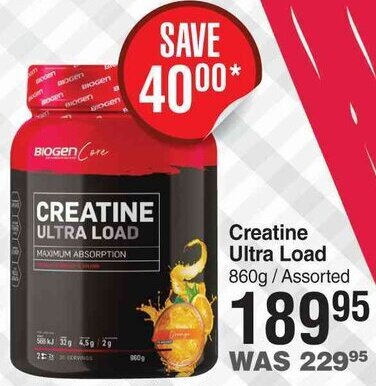 Creatine Ultra Load 860g/ Assorted offer at Dis-Chem
