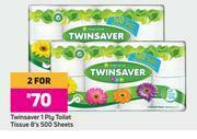Twinsaver 1 Ply Toilet Tissue 500 Sheets-For 2 x 8's offer at Game