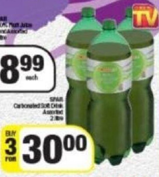 Spar Carbonated Soft Drink Assorted 3 x 2 litre offer at Spar